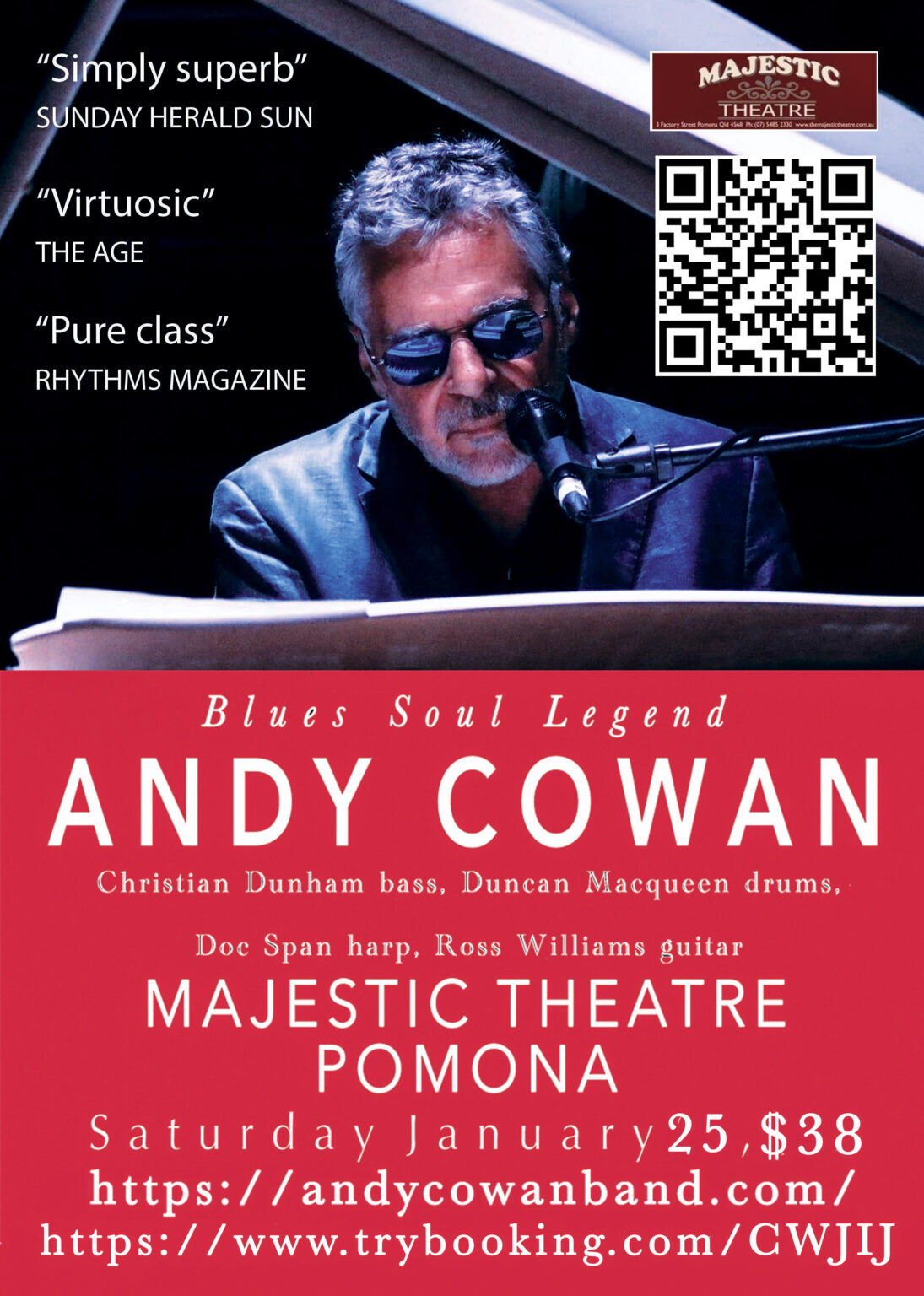 SOLD OUT !! ANDY COWAN BAND - UNDERCOVER - The Majestic Theatre